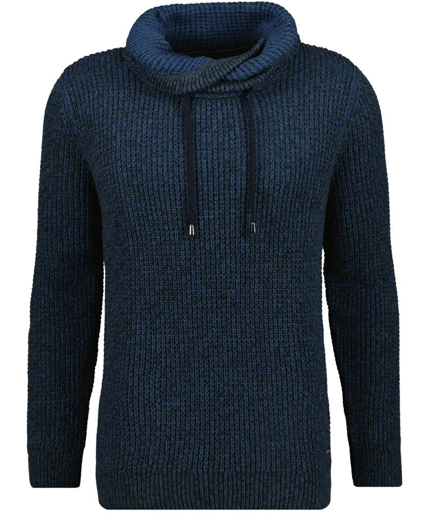 Strick-Pullover mit Maseltov-Kragen Blau-Grün-731 | L | Ragman Herrenmode